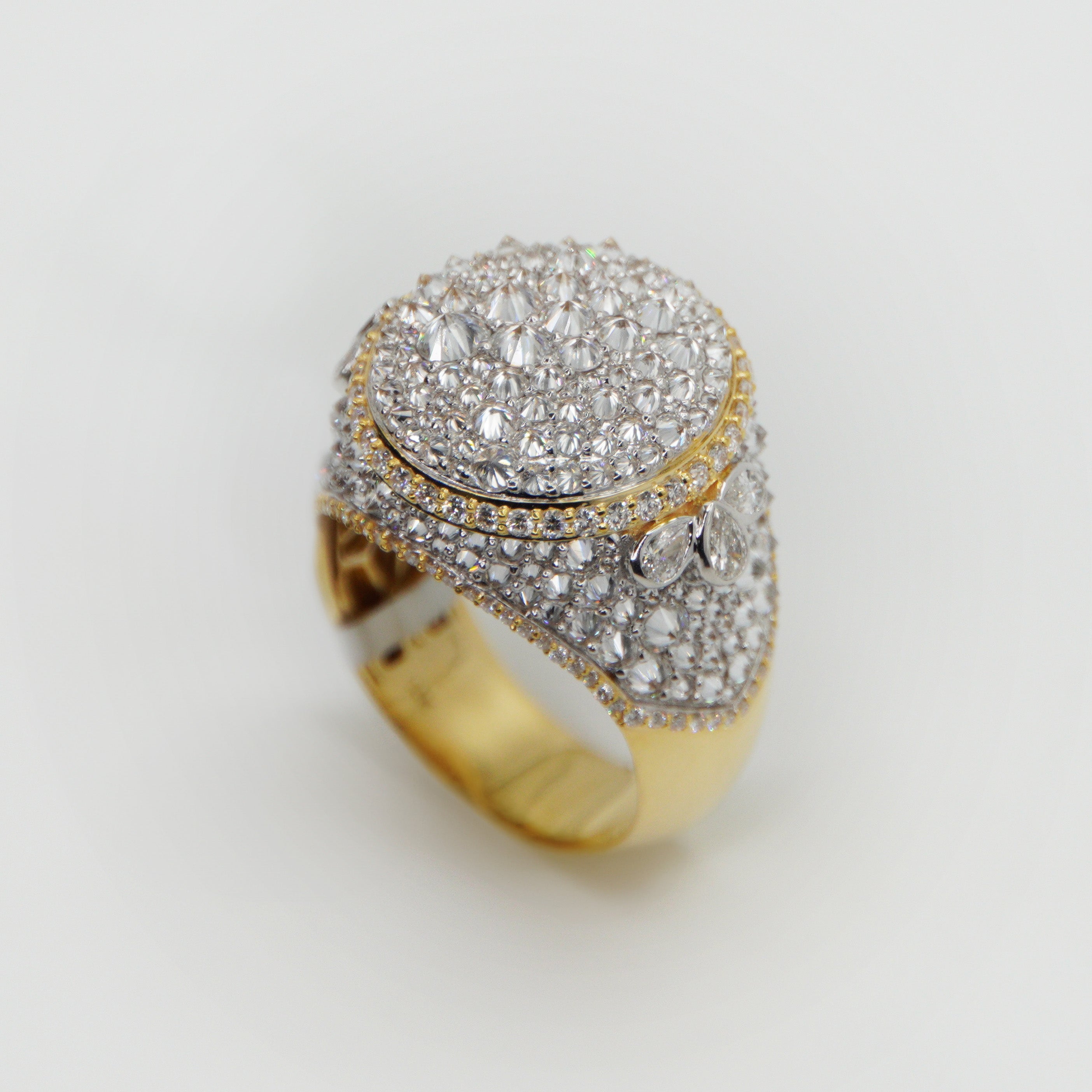 14k Solid Gold Upside Down Diamond Mosaic Setting Ring - 30295