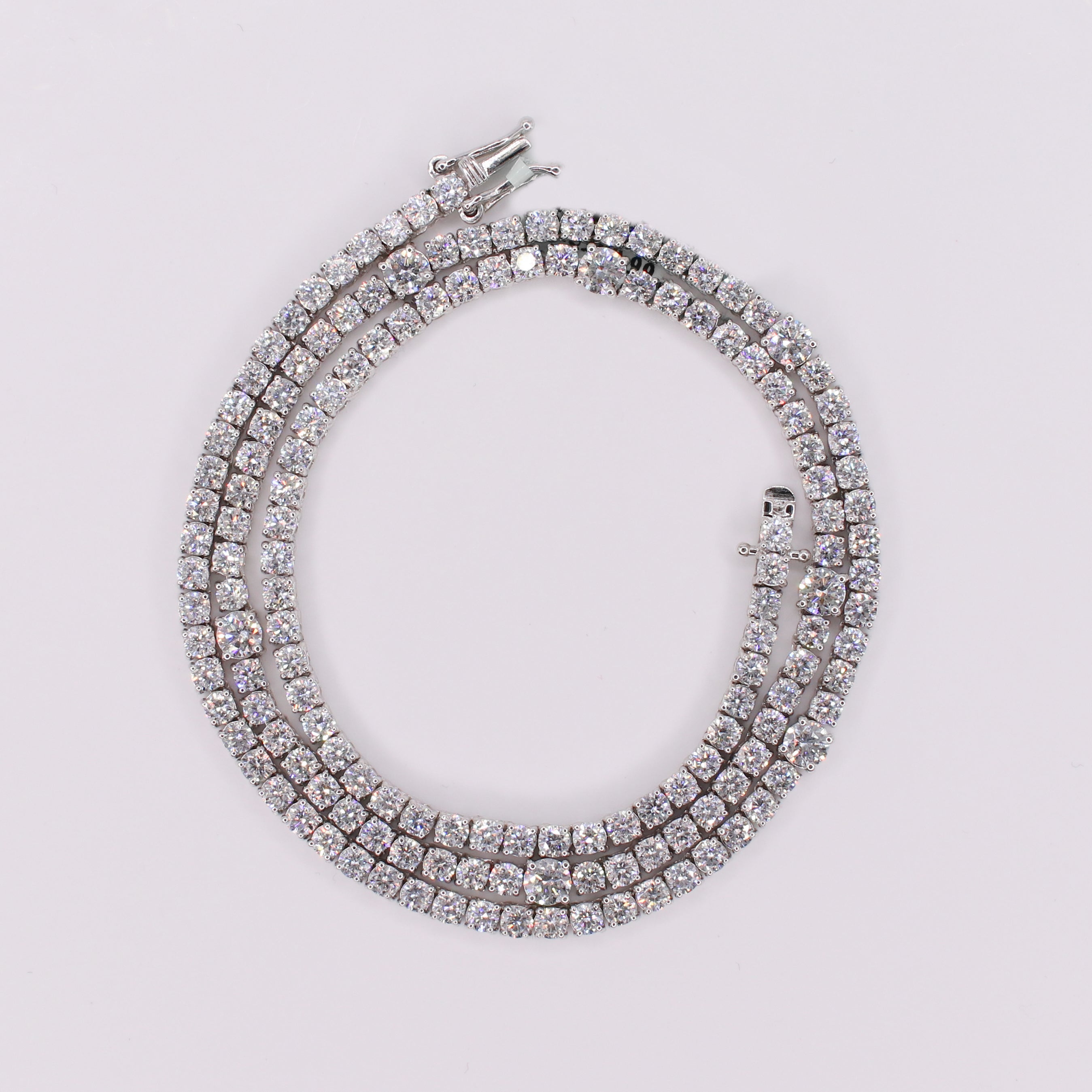 14k Solid White Gold 3mm Lab VVS Diamond Knot Tennis Chain - 20203